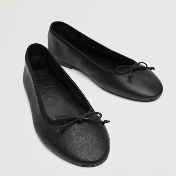 Mango | Shoes | Mango Bow Leather Ballerina Flats | Poshmark